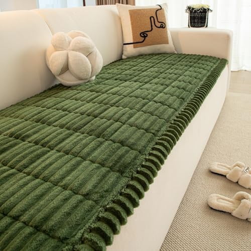 Christmas Faux Fur Plush Dog Couch Cover, 3D Stripe Fuzzy Sofa Covers ...