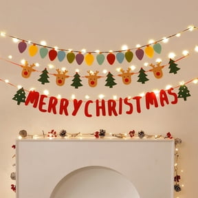 Uuiauoio Christmas Banner Garland , Festive Hanging Decor Set with Tree ...