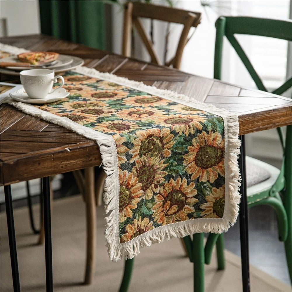 Christmas Felt Table Runner Natural Jute Splicing Bohemian Style Table ...
