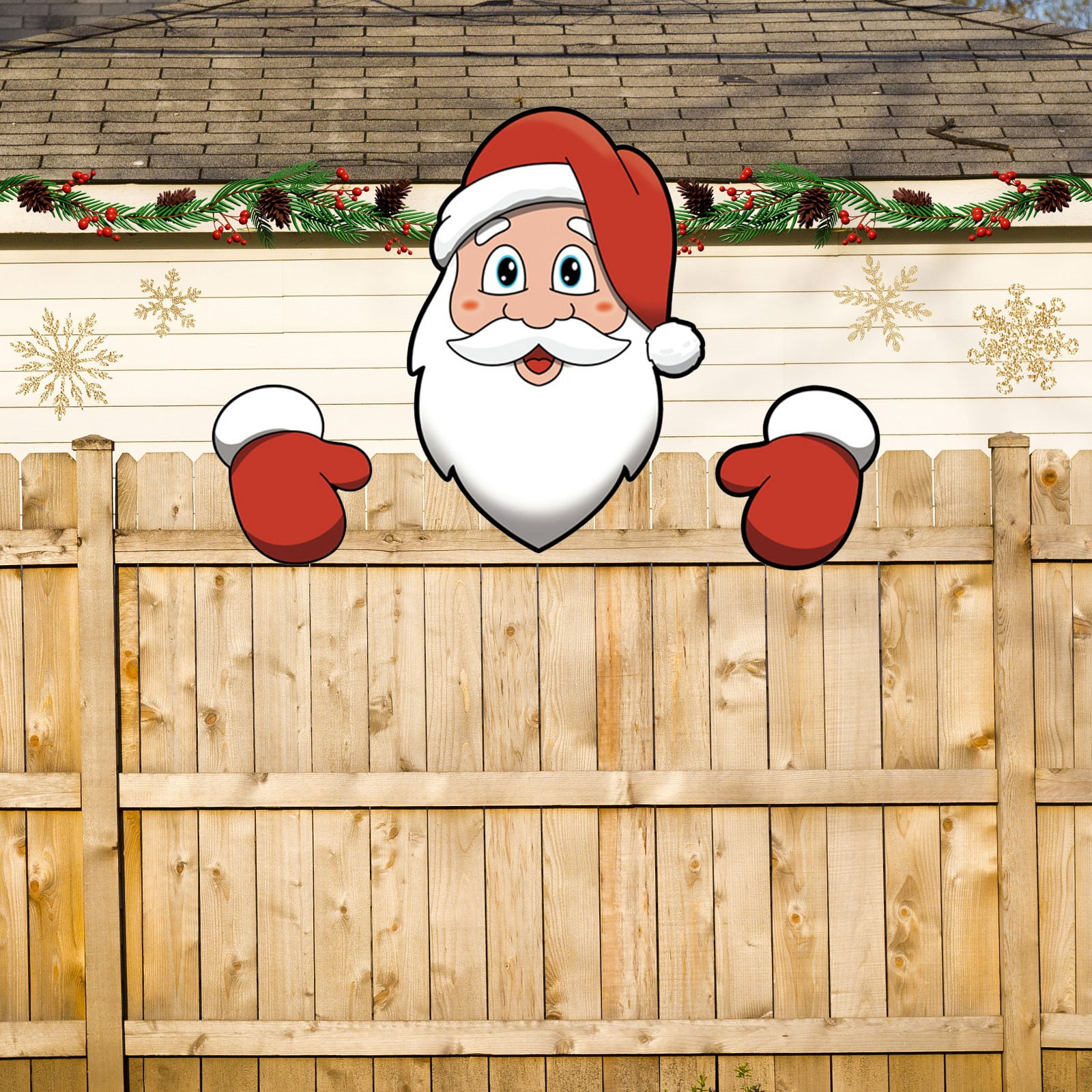 Christmas Fence Decoration, Outdoor Holiday Decor, Hollow Panel Santa ...