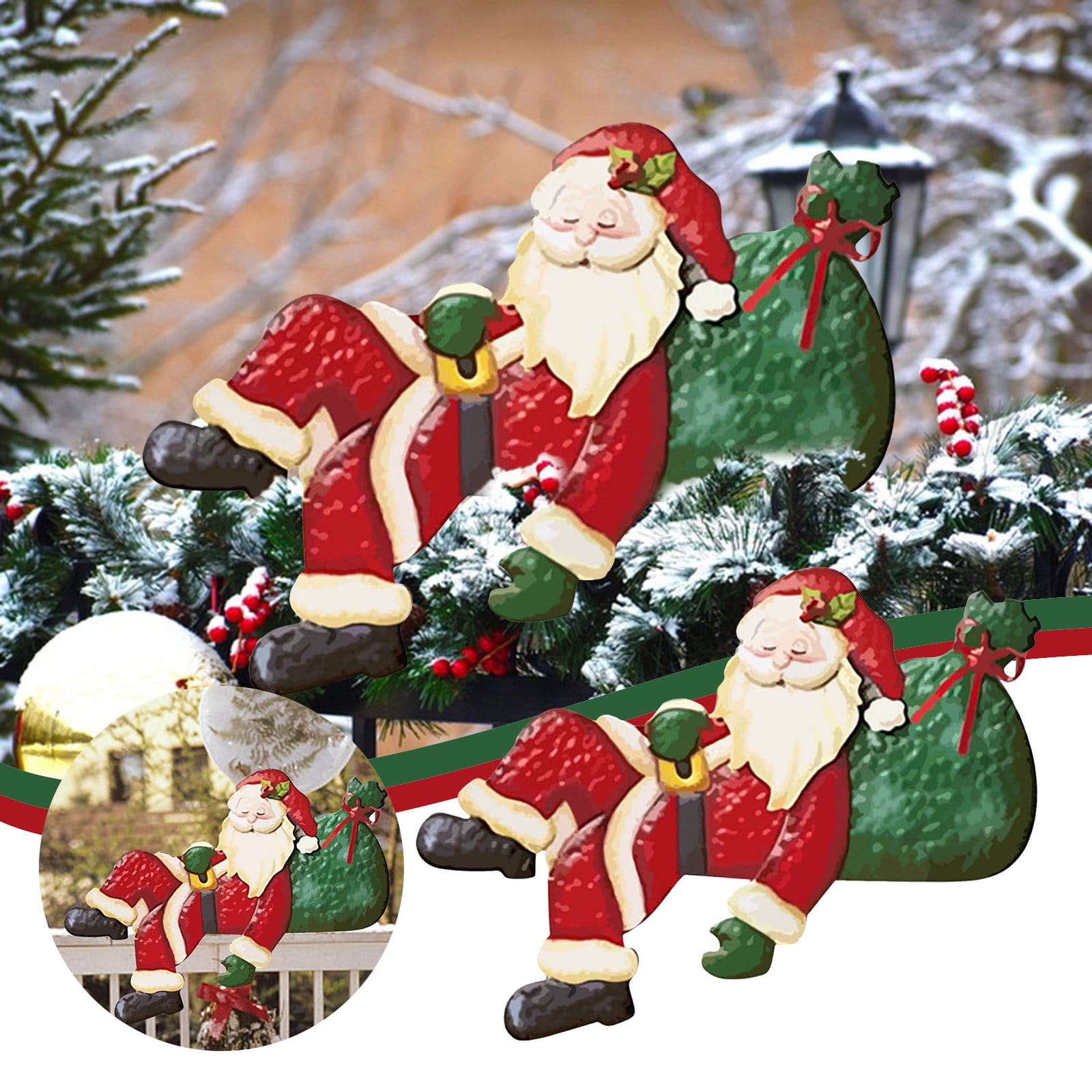 Christmas Fence Panels for Festive Yard and Interior Holiday with Santa ...