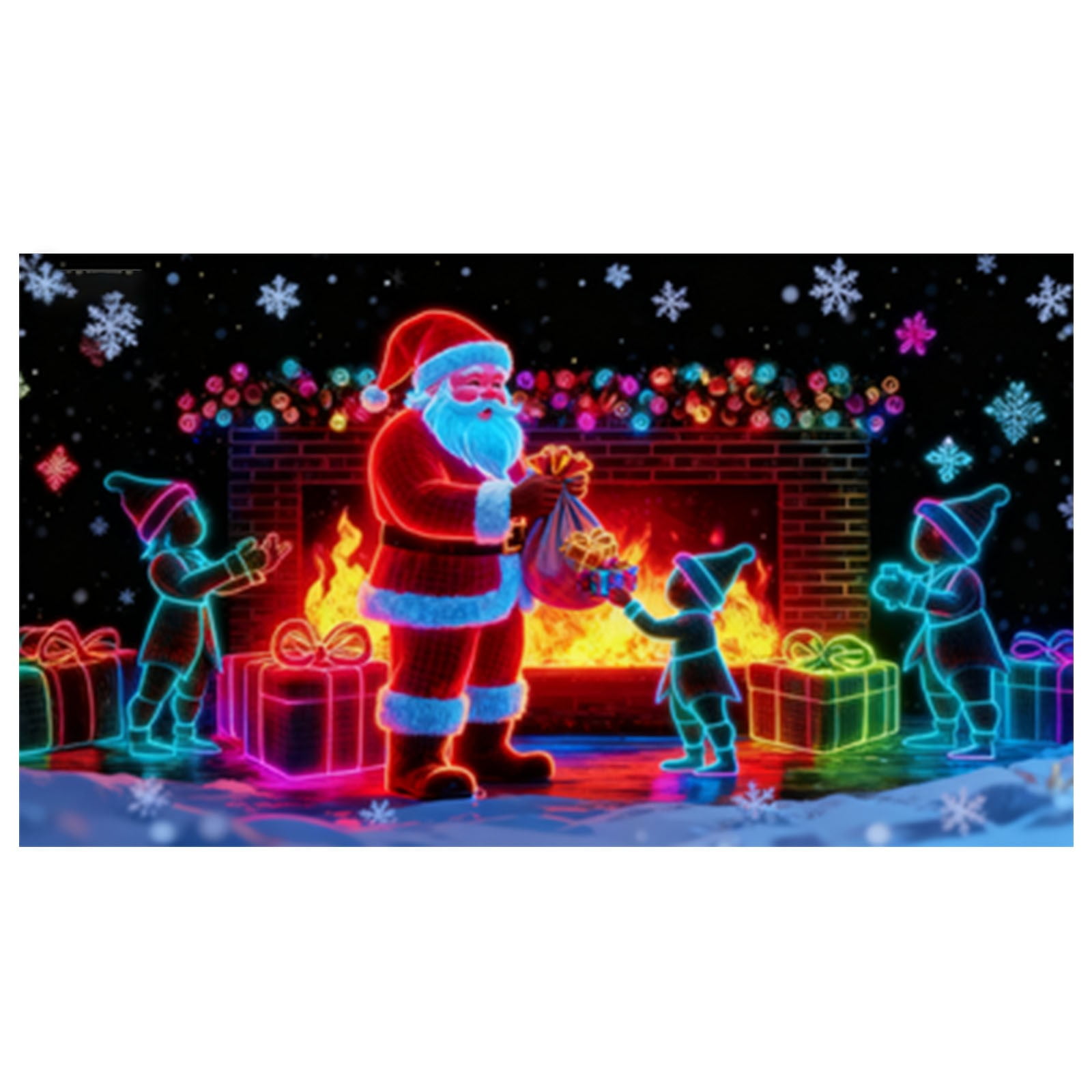 Christmas Festive Garage Banner - Glow In The Dark UV Fluorescent Santa ...