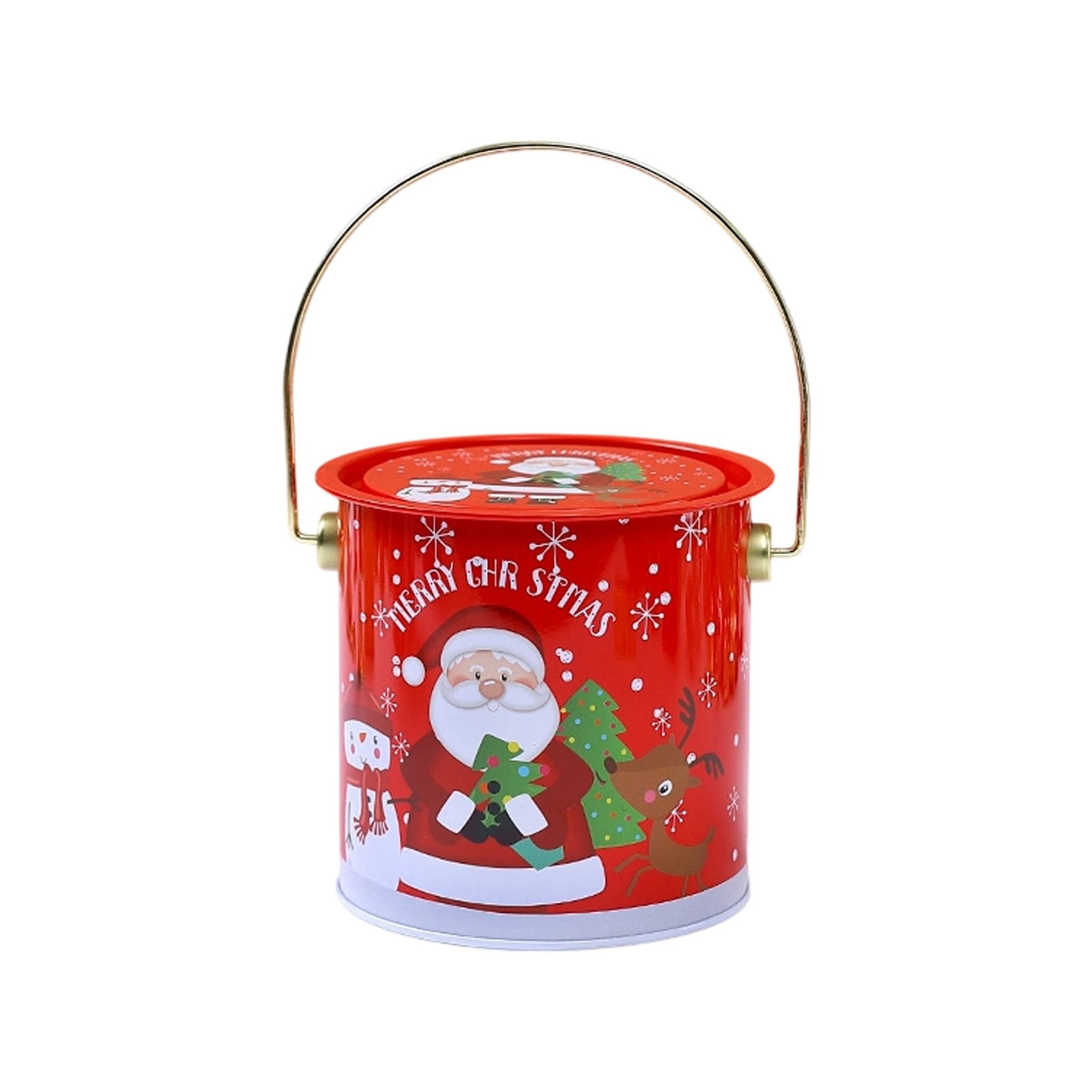 Christmas Festive Holiday Candy Storage Pail with Handle for Reusable ...