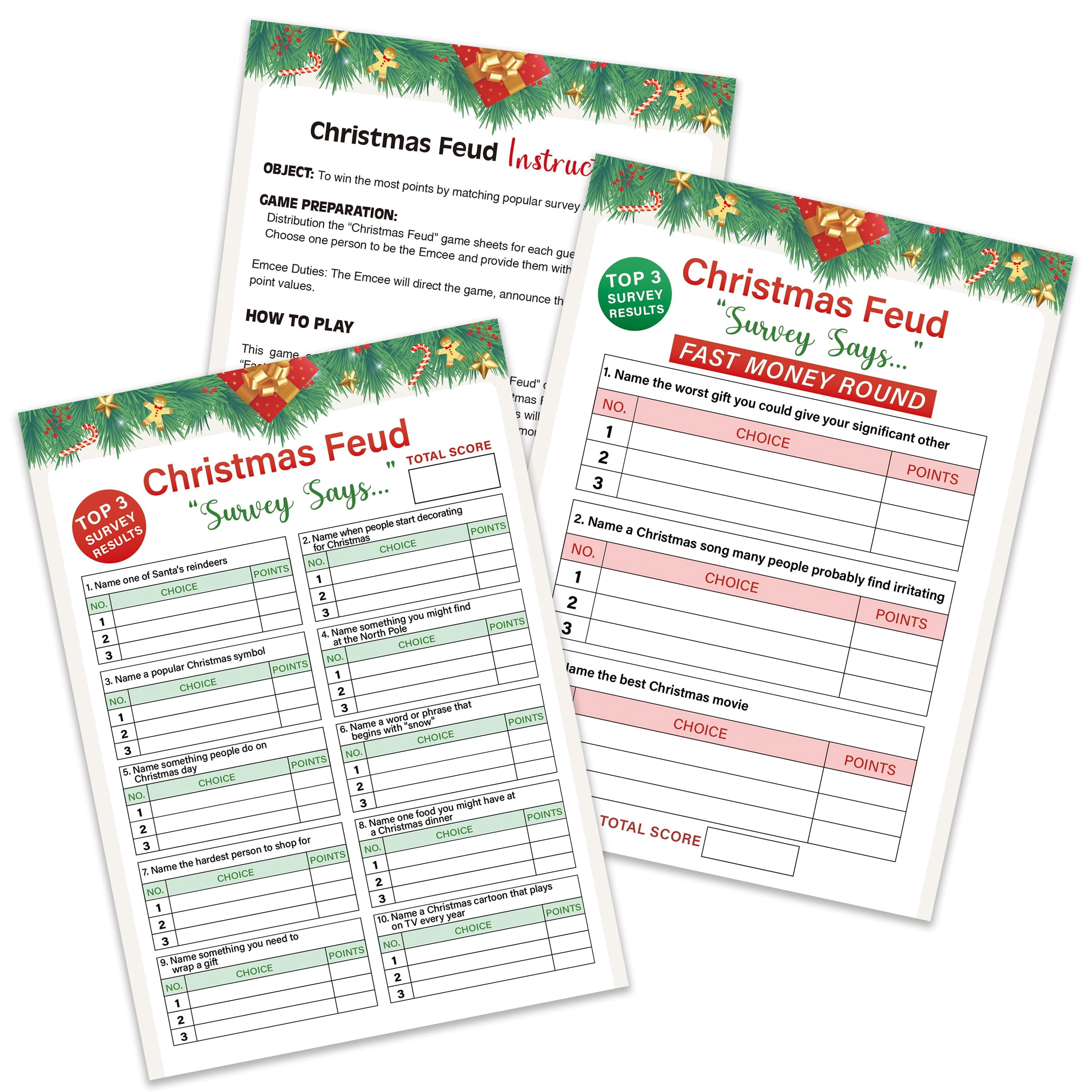 Christmas Feud Games, Feud Trivia Quiz, Party Games for Adults, Family ...