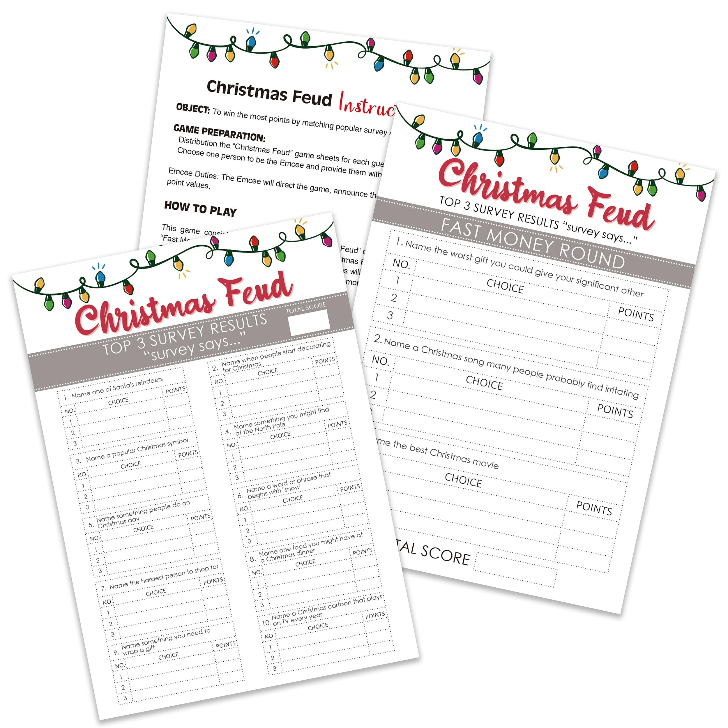 Christmas Feud Games, Feud Trivia Quiz, Christmas Party Games for ...