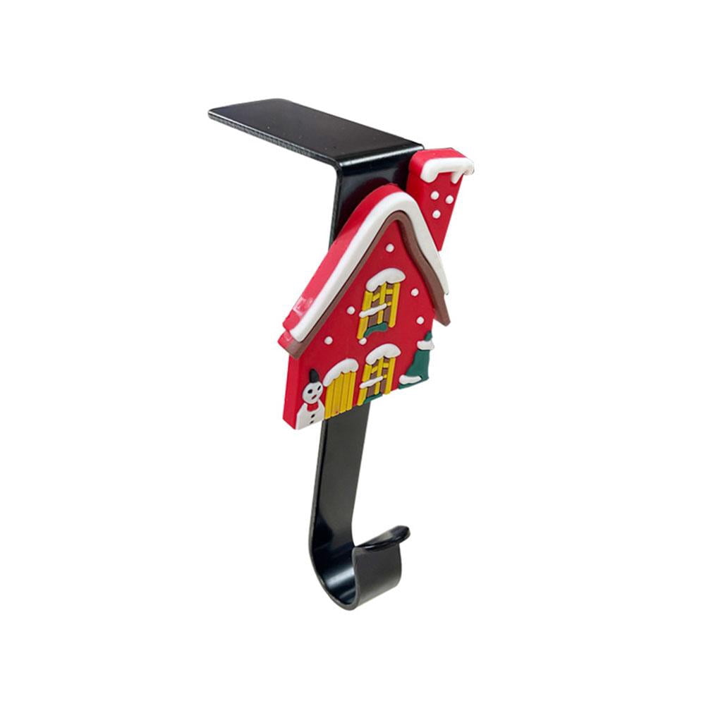 Christmas Fireplace Hook with Santa Decorations, Black Metal for ...
