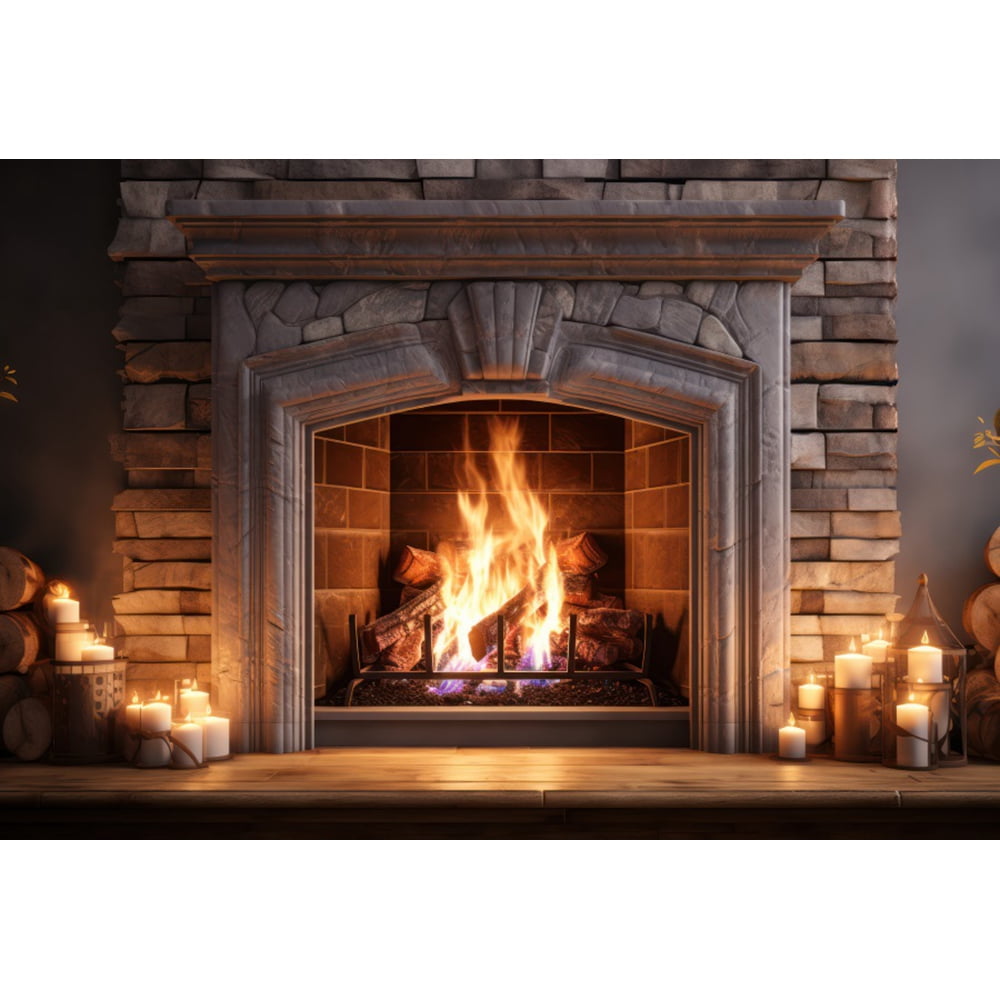 Christmas Fireplace Photography Background Winter Vintage Industrial ...