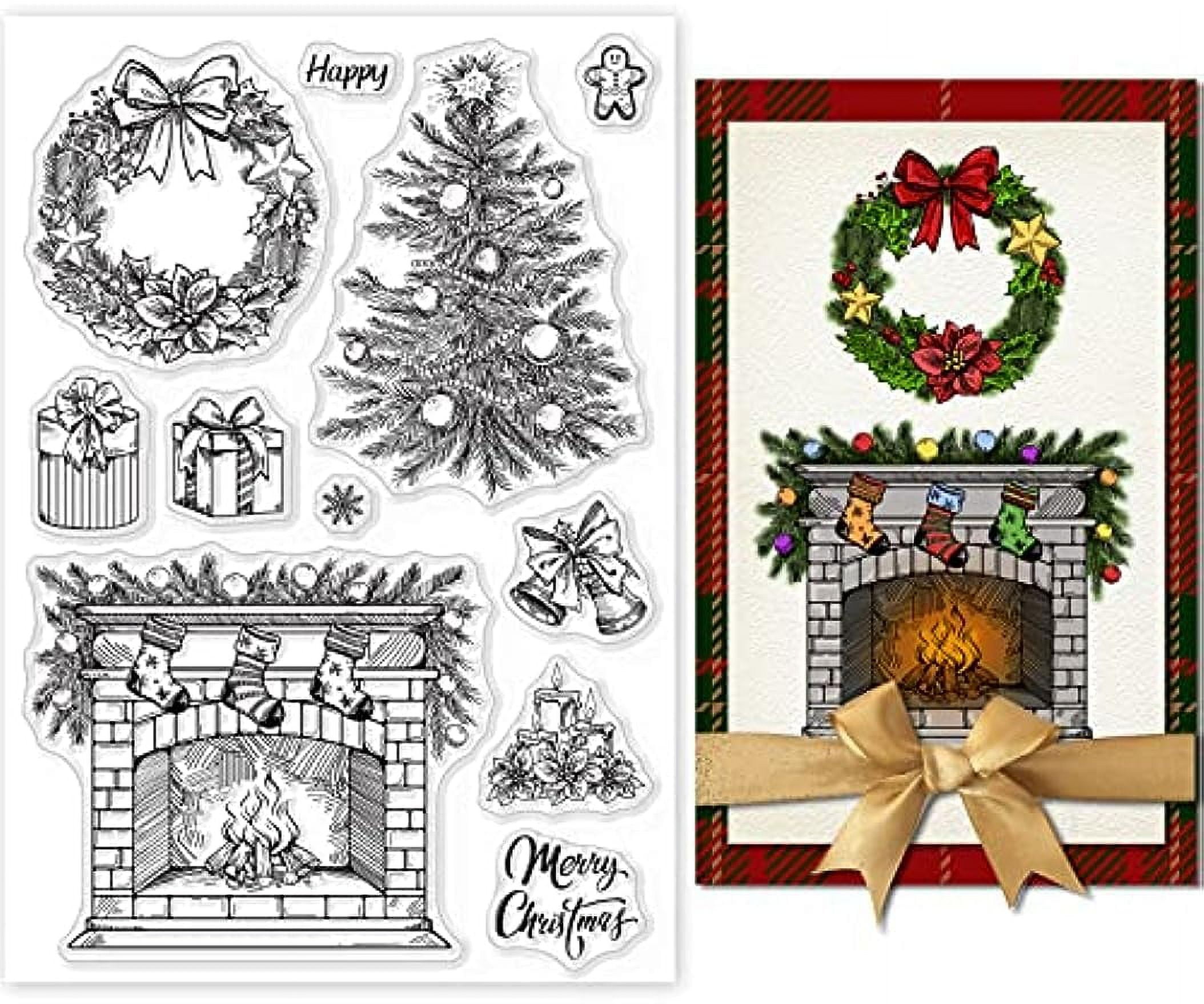 Christmas Fireplaces Stamp Silicone Clear Stamp Christmas Trees ...