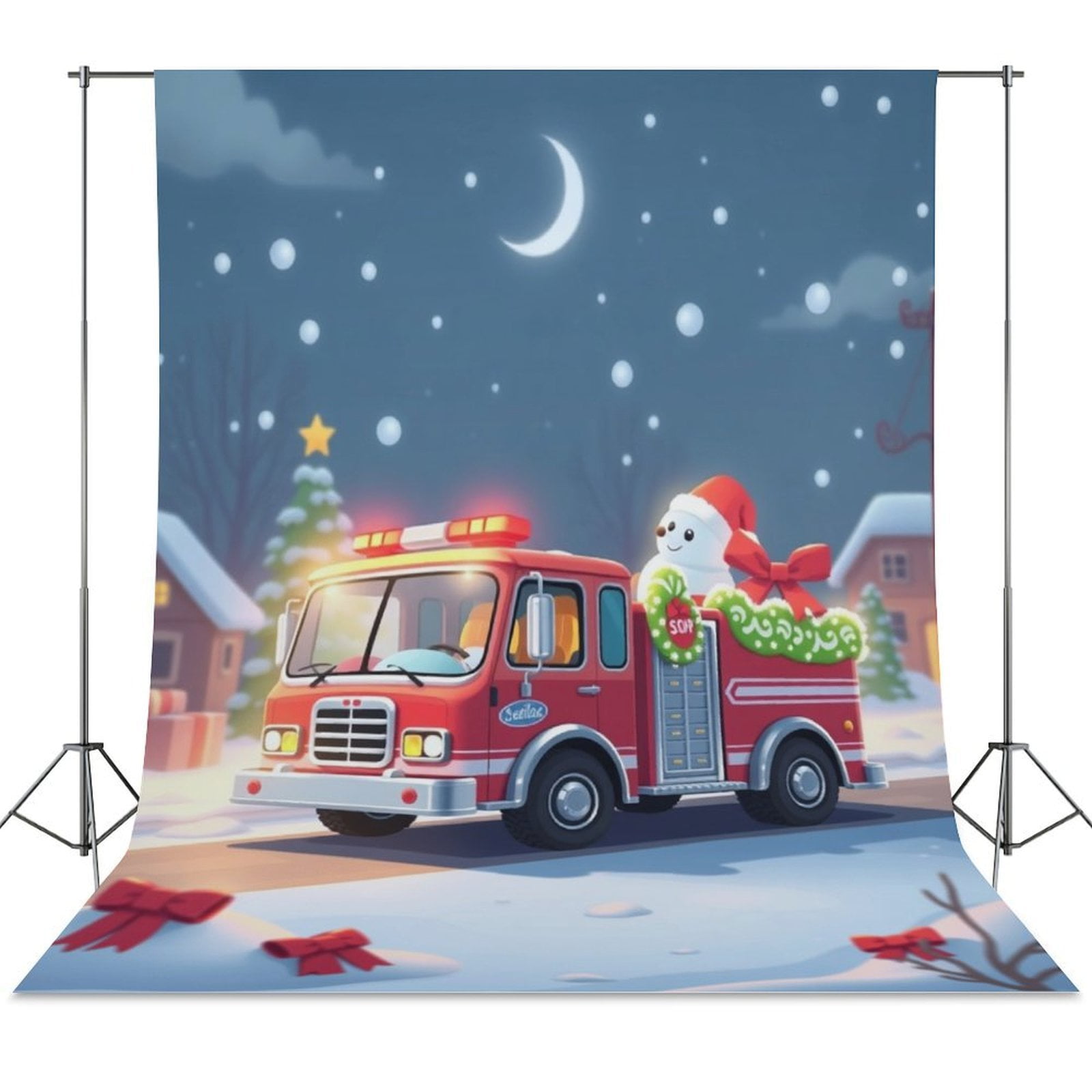 Christmas Firetruck Snowman Party Backdrop Birthday Decoration ...
