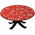 Christmas Fitted Tablecloth, Ho Ho Letters with Snowflakes Pattern ...