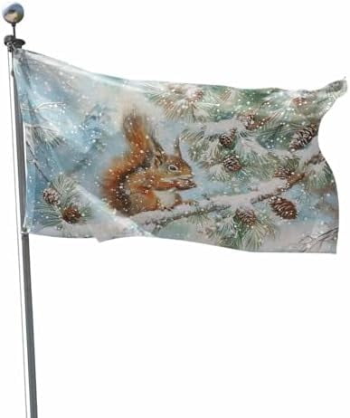 Christmas Flags for Outside 4x6 ft Christmas Winter Squirrel Pine Tree ...
