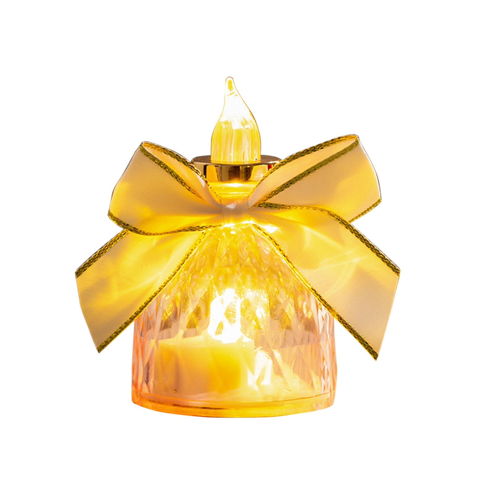 Christmas Flameless Bow Led Lights Crystal Candle Light Transparent ...