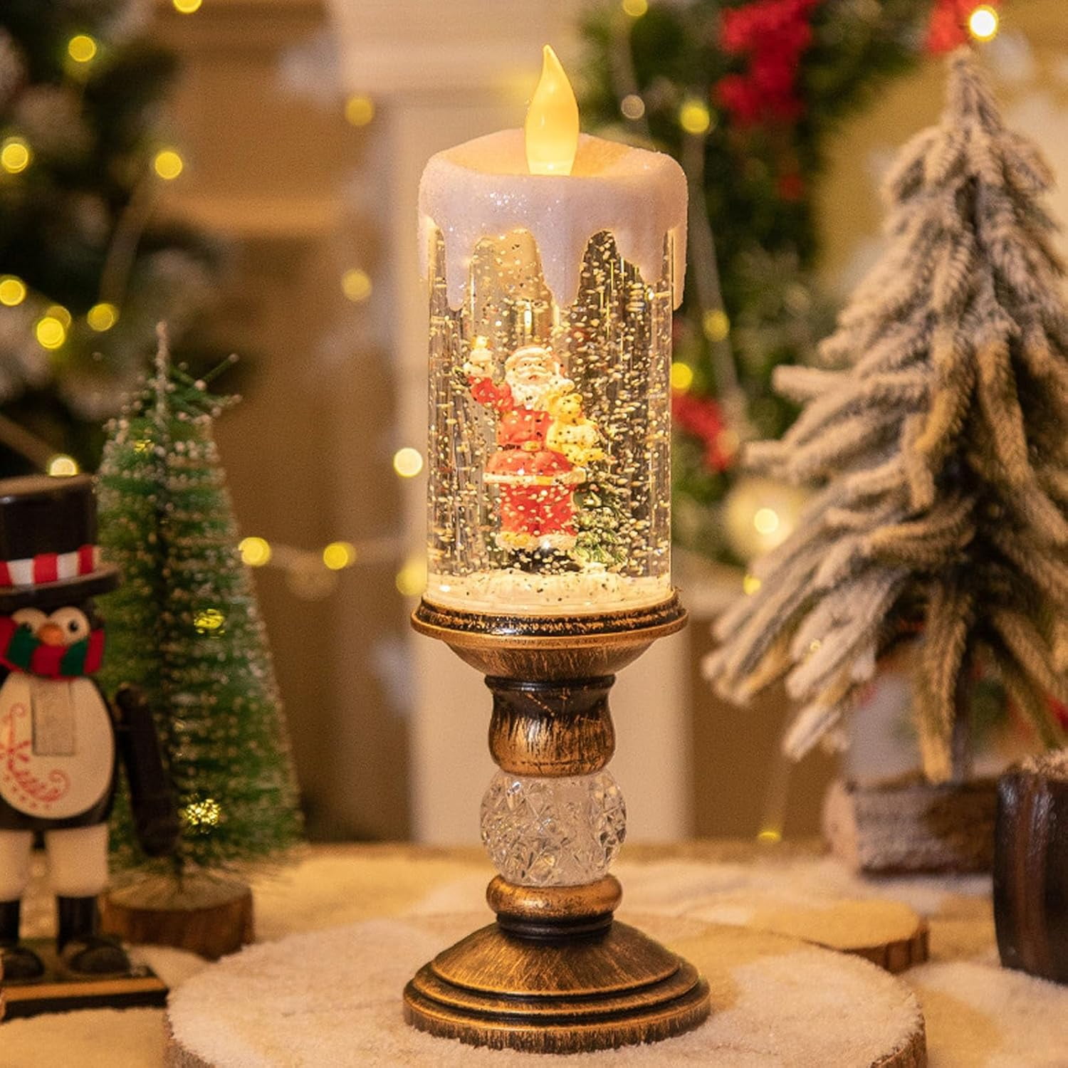 Christmas Flameless Candles, Snowman Santa Led Pillar Candles, Led ...