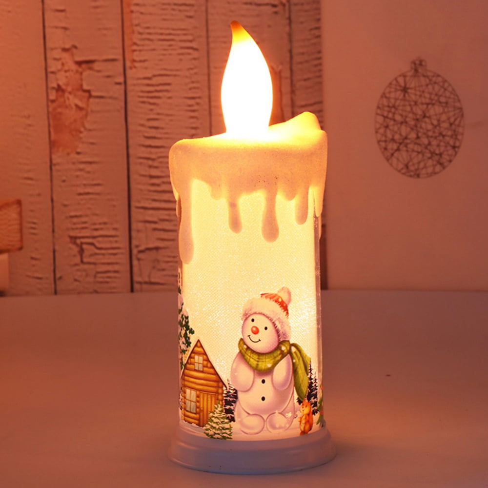Christmas Flameless Candles with Santa Claus, Snowman, Battery Operated ...