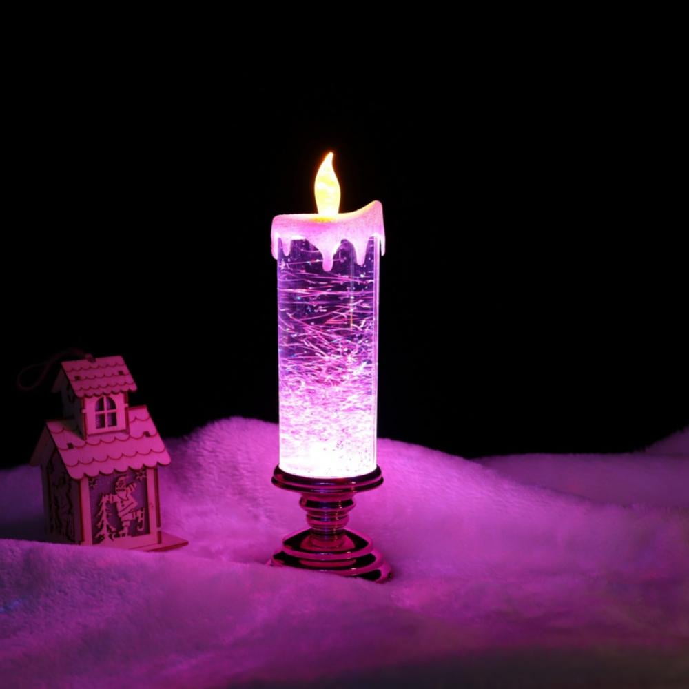 Christmas Flameless Glitter Candles, Rechargeable Flickering LED Water ...