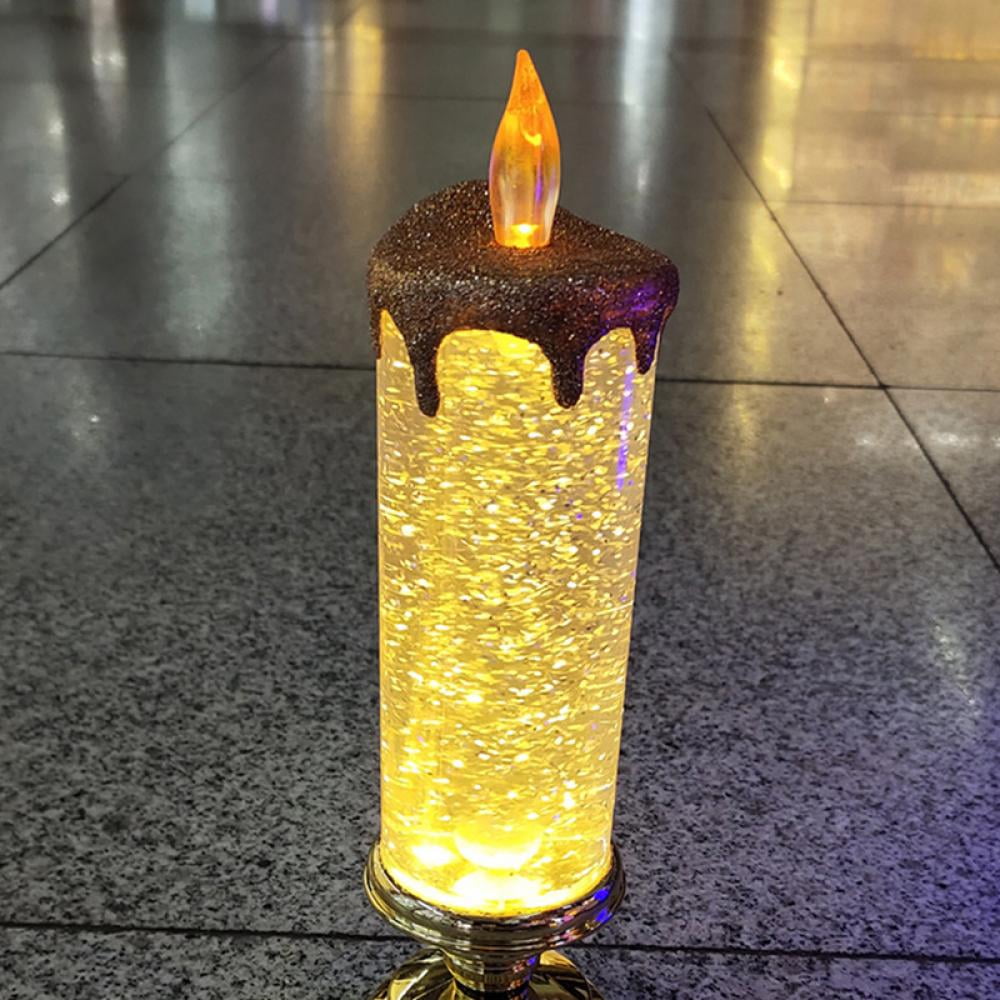 Christmas Flameless Glitter Candles, Rechargeable Flickering LED Water ...