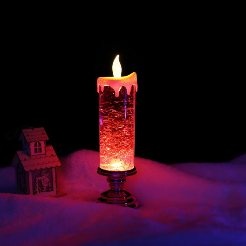 Christmas Flameless Glitter Candles, Rechargeable Flickering LED Water ...