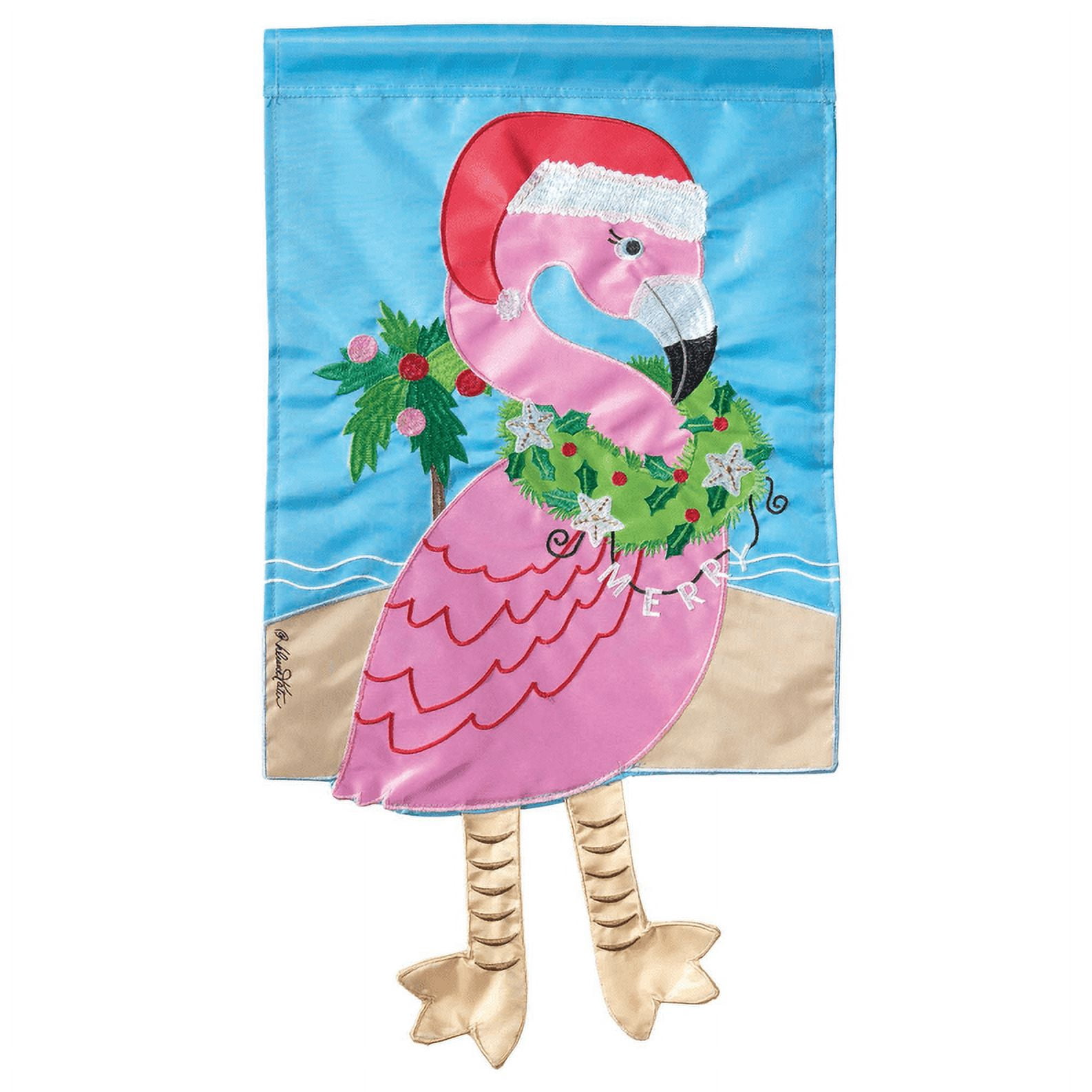 Christmas Flamingo Amaranth Pink 13 x 18 Small Holiday House Flag ...