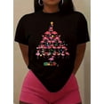 Christmas Flamingo Print Crew Neck T-shirt, Casual Short Sleeve Top For ...