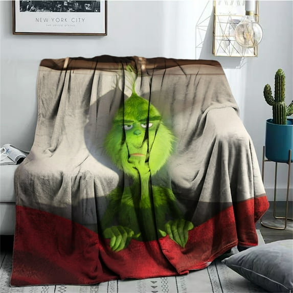 Christmas Flannel Bed Blanket The Grinch Throw Blanket-Graphic ...