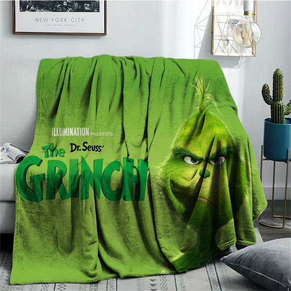 Christmas Flannel Bed Blanket The Grinch Throw Blanket-Graphic ...
