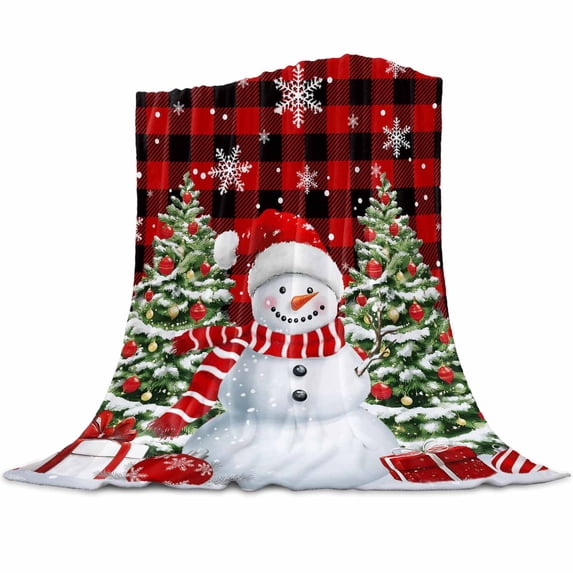 Christmas Flannel Blanket for Bed,Travel and Camping, Red Snowman Xmas ...
