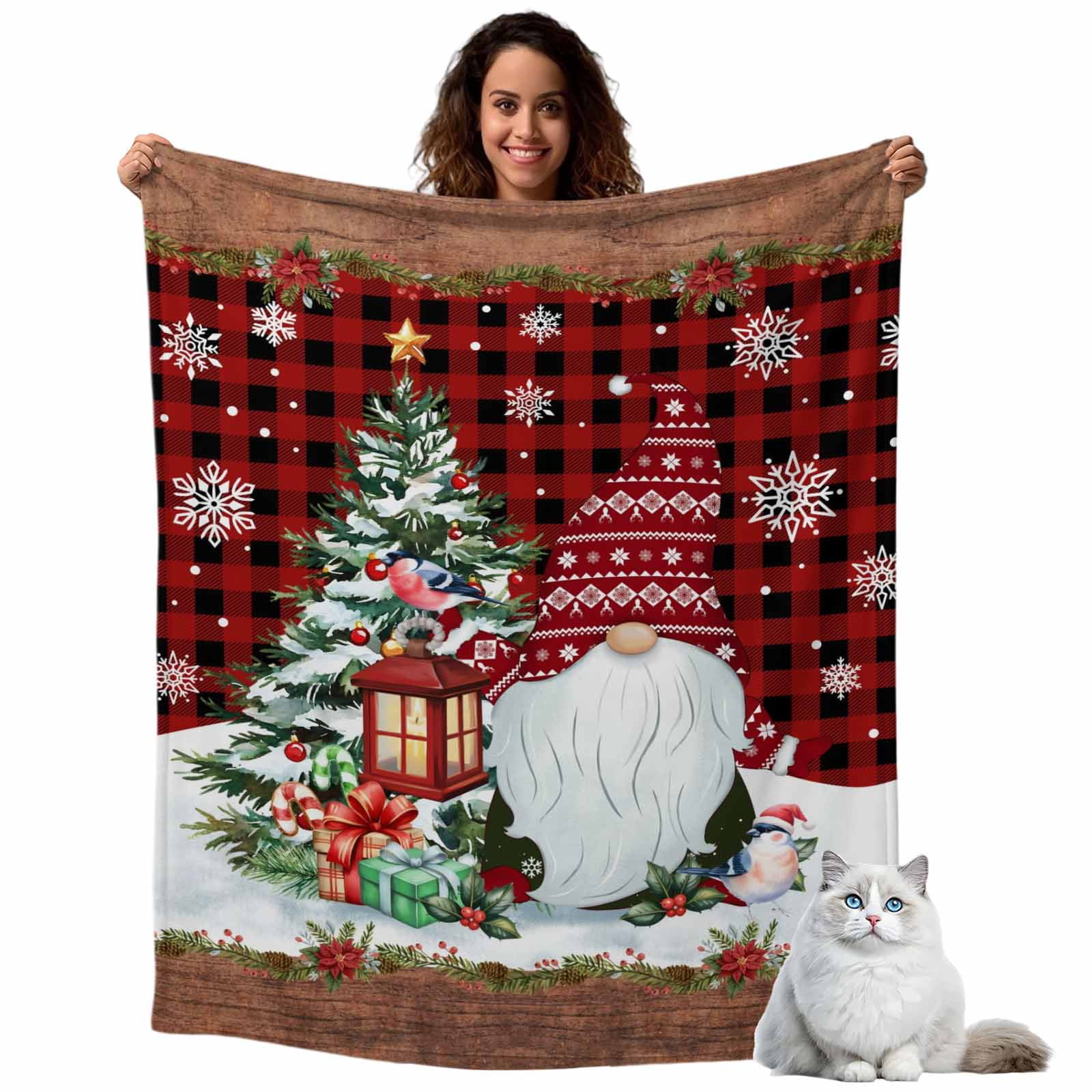 Christmas Flannel Blanket for Bed,Travel and Camping, Xmas Dwarfs Pine ...