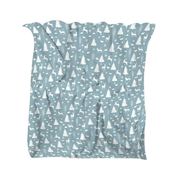 Christmas Flannel Blanket Blue Holiday Pattern Soft Nap Throw for Home ...