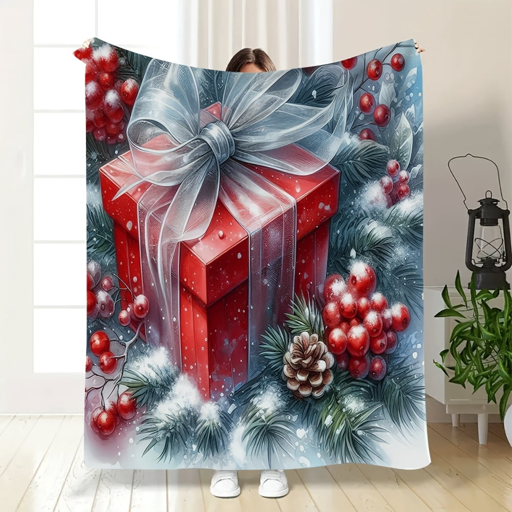 Christmas Flannel Blanket Ultra-Soft, Winter Snow Pine Fir Branches ...