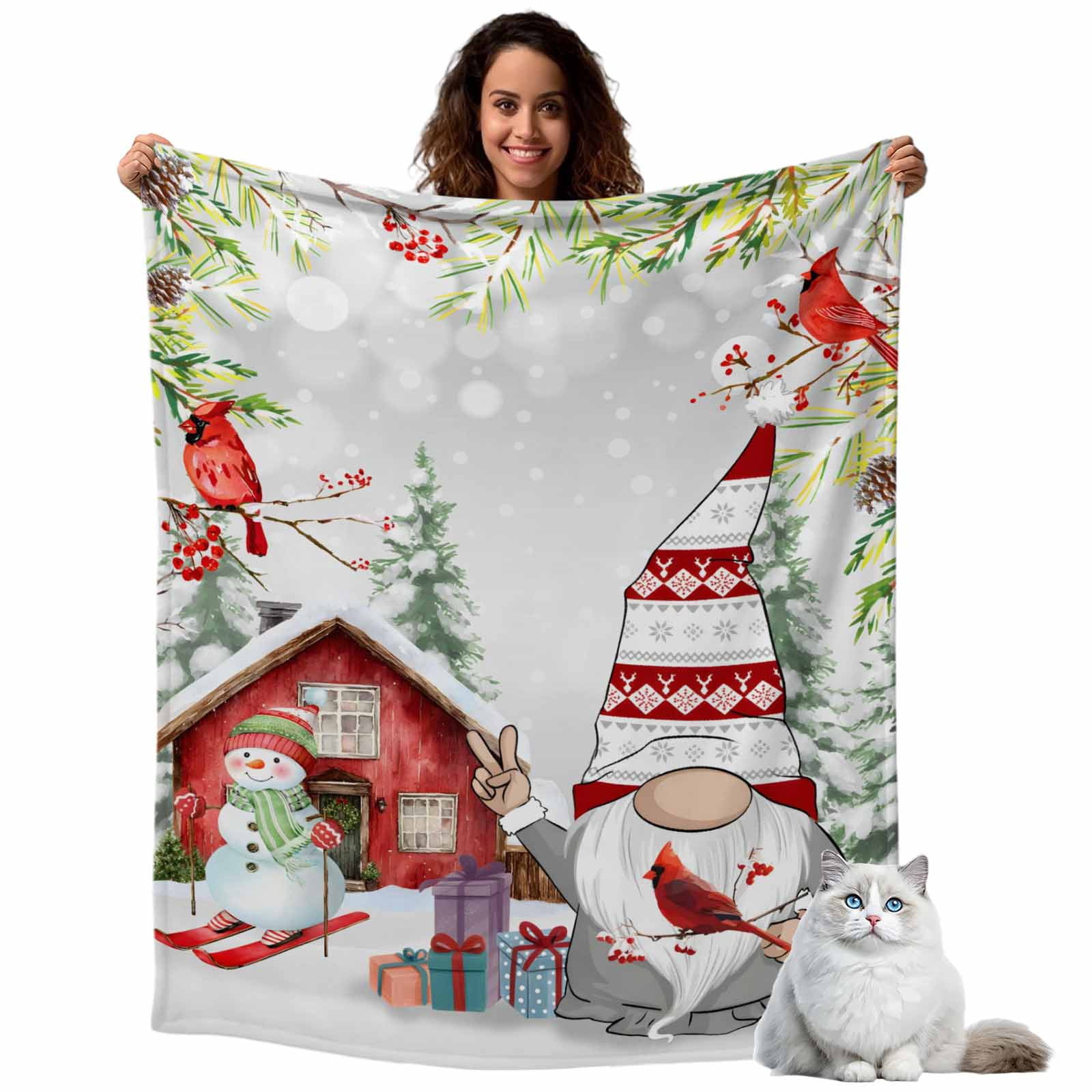 Christmas Flannel Blanket for Bed,Travel and Camping, Dwarf Snowmen ...