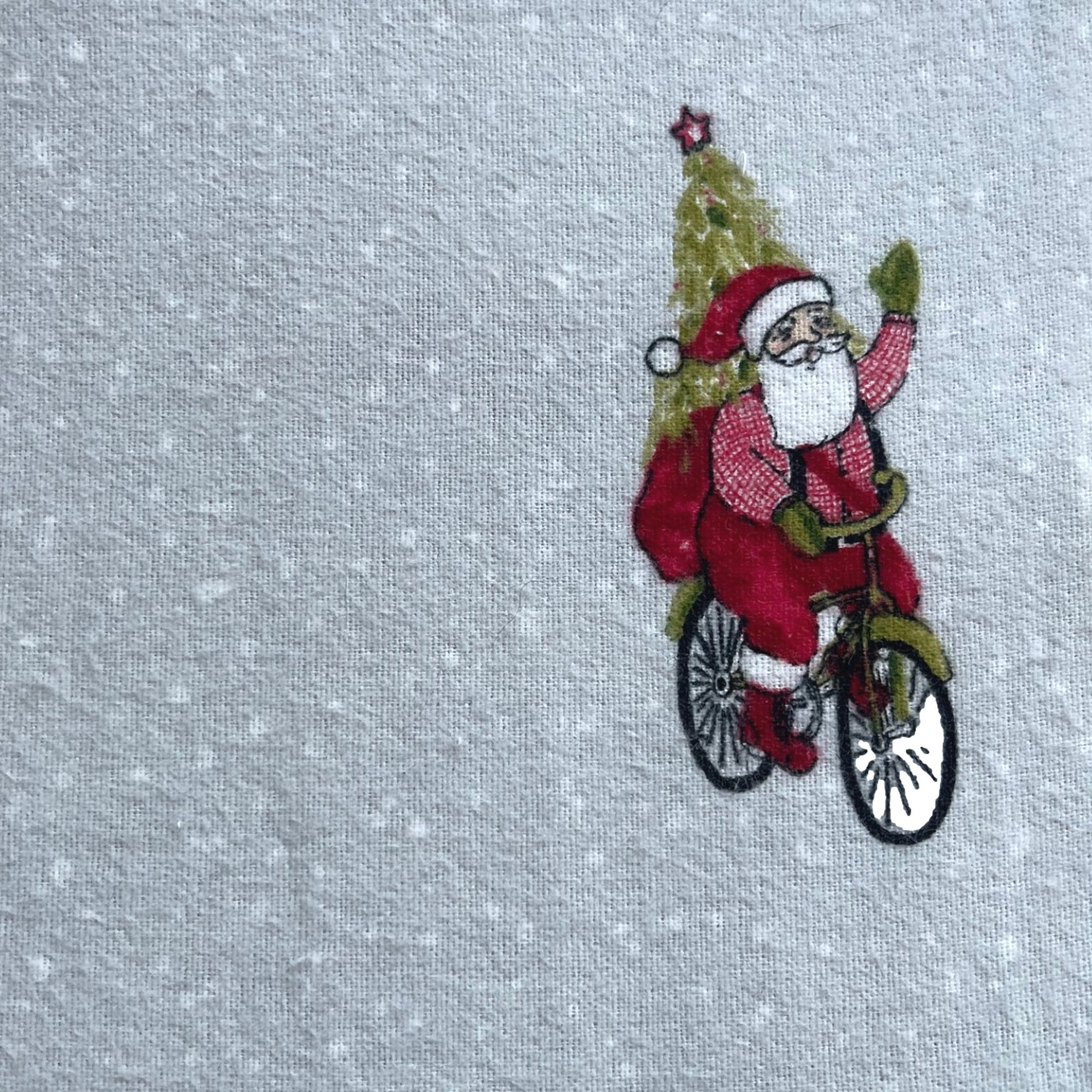 Christmas Flannel Sheet Set Gray & Red Santa on Bike Full Bed Sheets ...