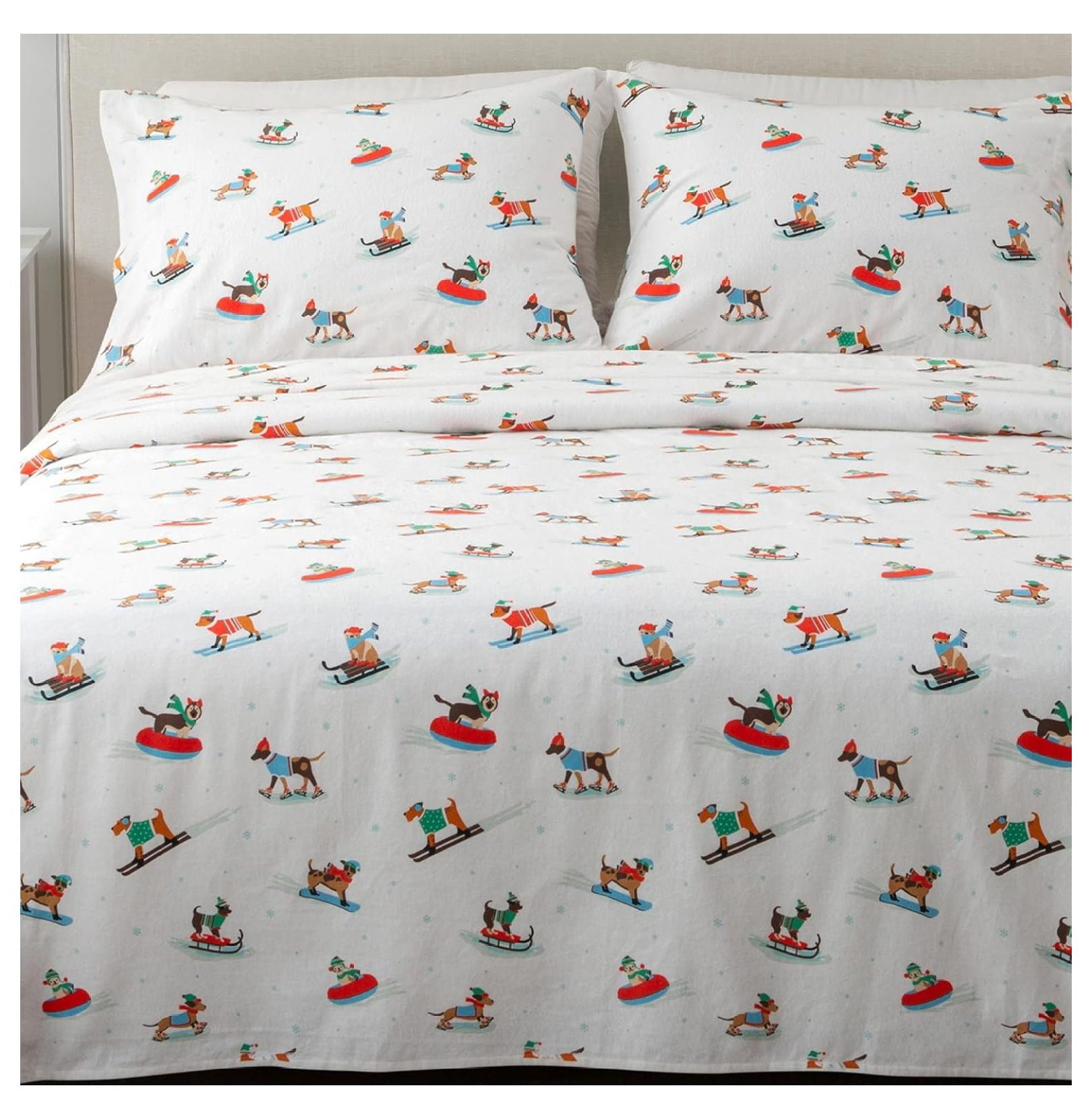 Christmas Flannel Sheet Set Queen Size - 100% Turkish Cotton, Double ...