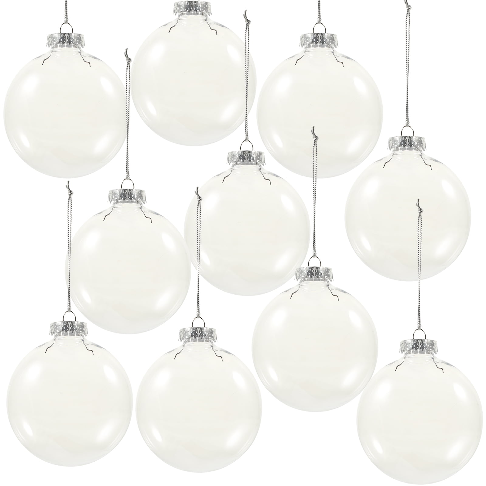 Christmas Flat Balls Fillable Ornament Pet Plastic Hanging DIY Clear ...