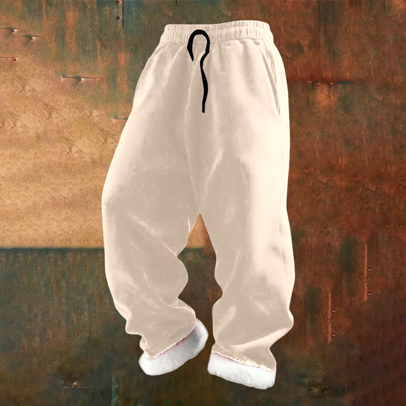 Christmas Lined Sweatpant Cozy Santa Pants (Beige S) - Walmart.com