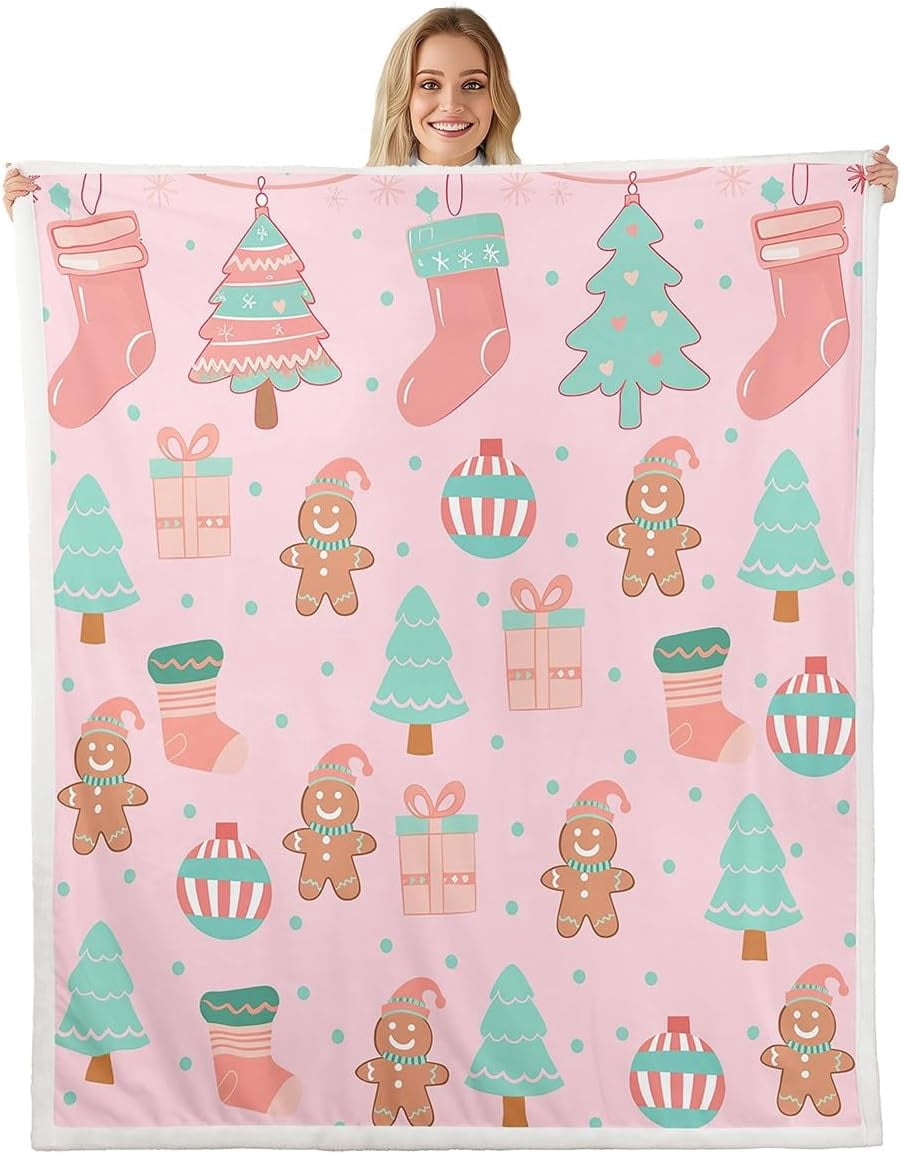 Christmas Fleece Throw Blanket Gingerbread Man Sherpa Blanket for Kids ...