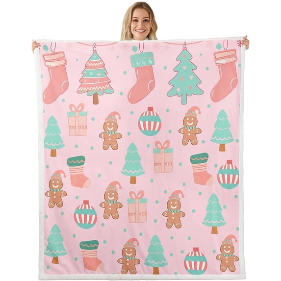 Christmas Fleece Throw Blanket Gingerbread Man Sherpa Blanket for Kids ...