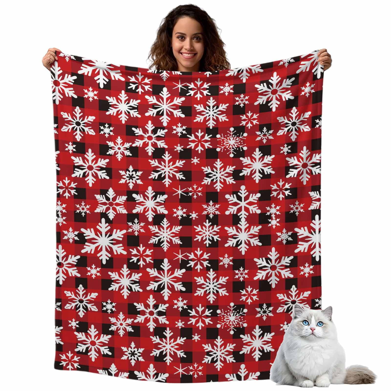 Christmas Fleece Throw Blanket Lightweight Simple Snowflake Winter ...