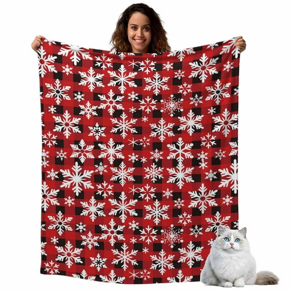 Christmas Fleece Throw Blanket Lightweight Simple Snowflake Winter ...