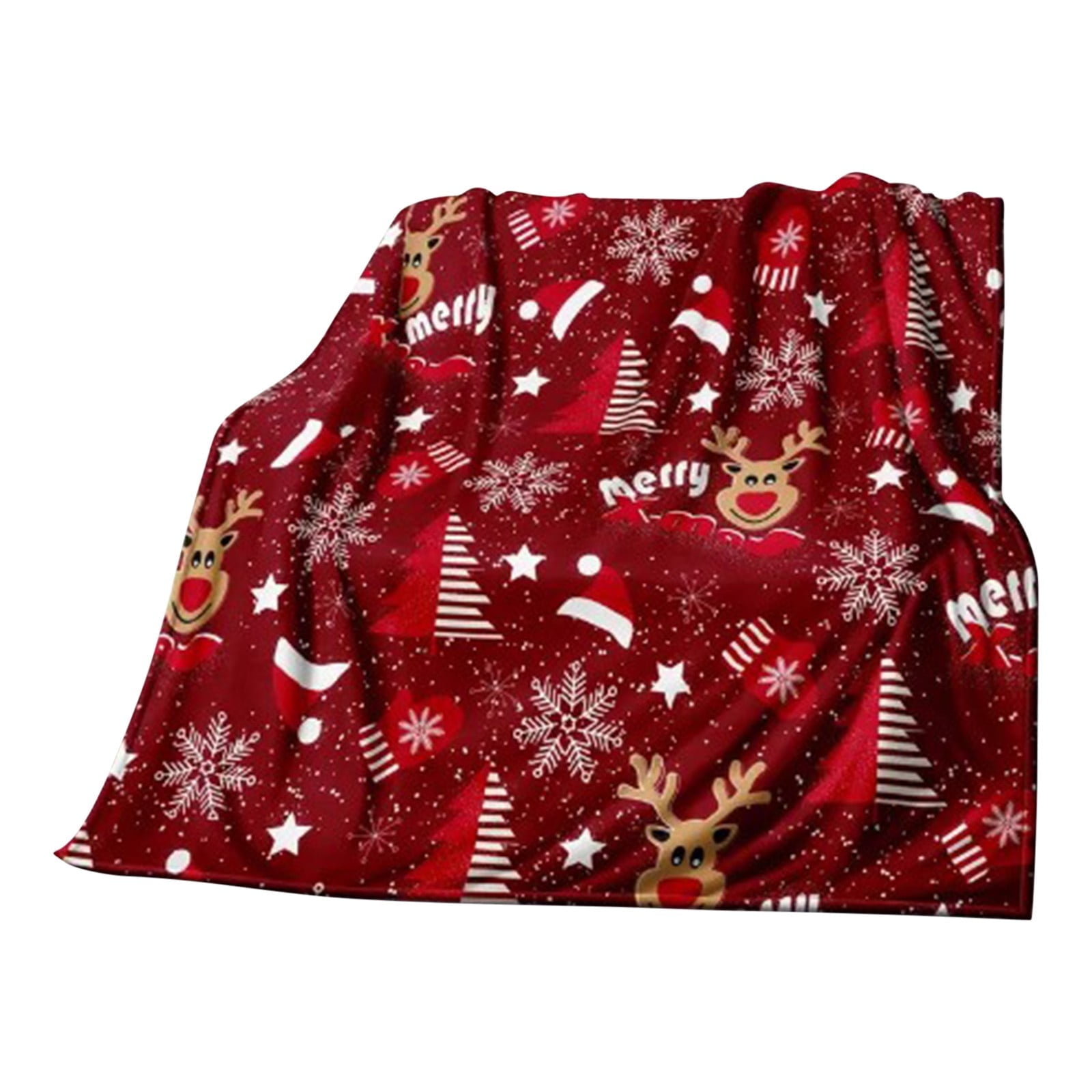 Christmas Fleece Throw Blanket Xmas Red Christmas Tree Deocr Super Soft ...