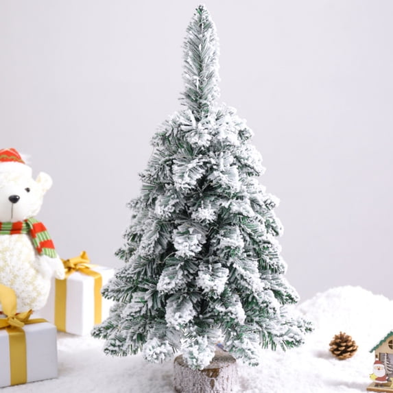 Christmas Flocked Tree - Home Snow Scene Desktop Layout Ornament ...