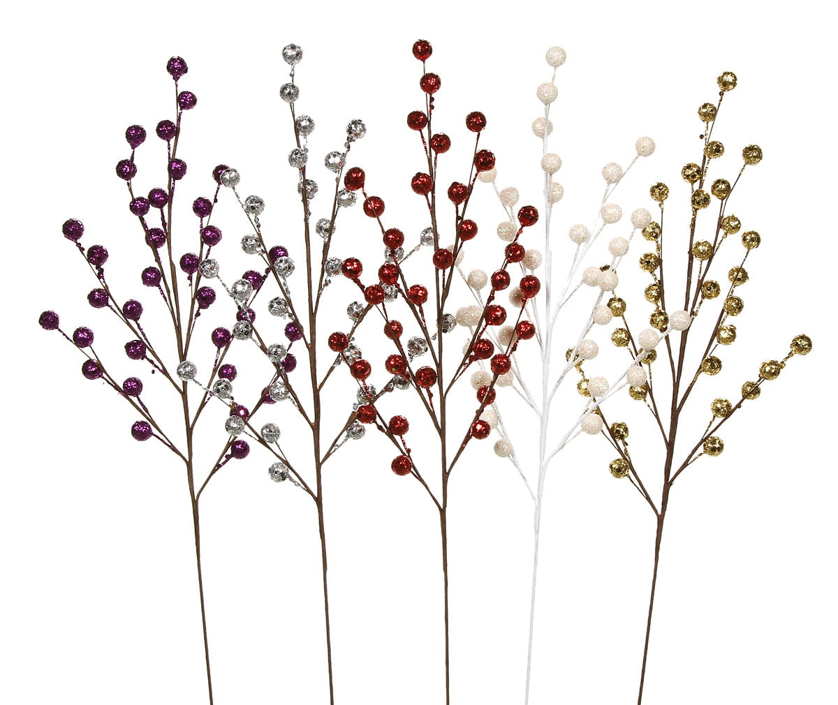 Christmas Floral Berry Spray Glittered Red - Walmart.com