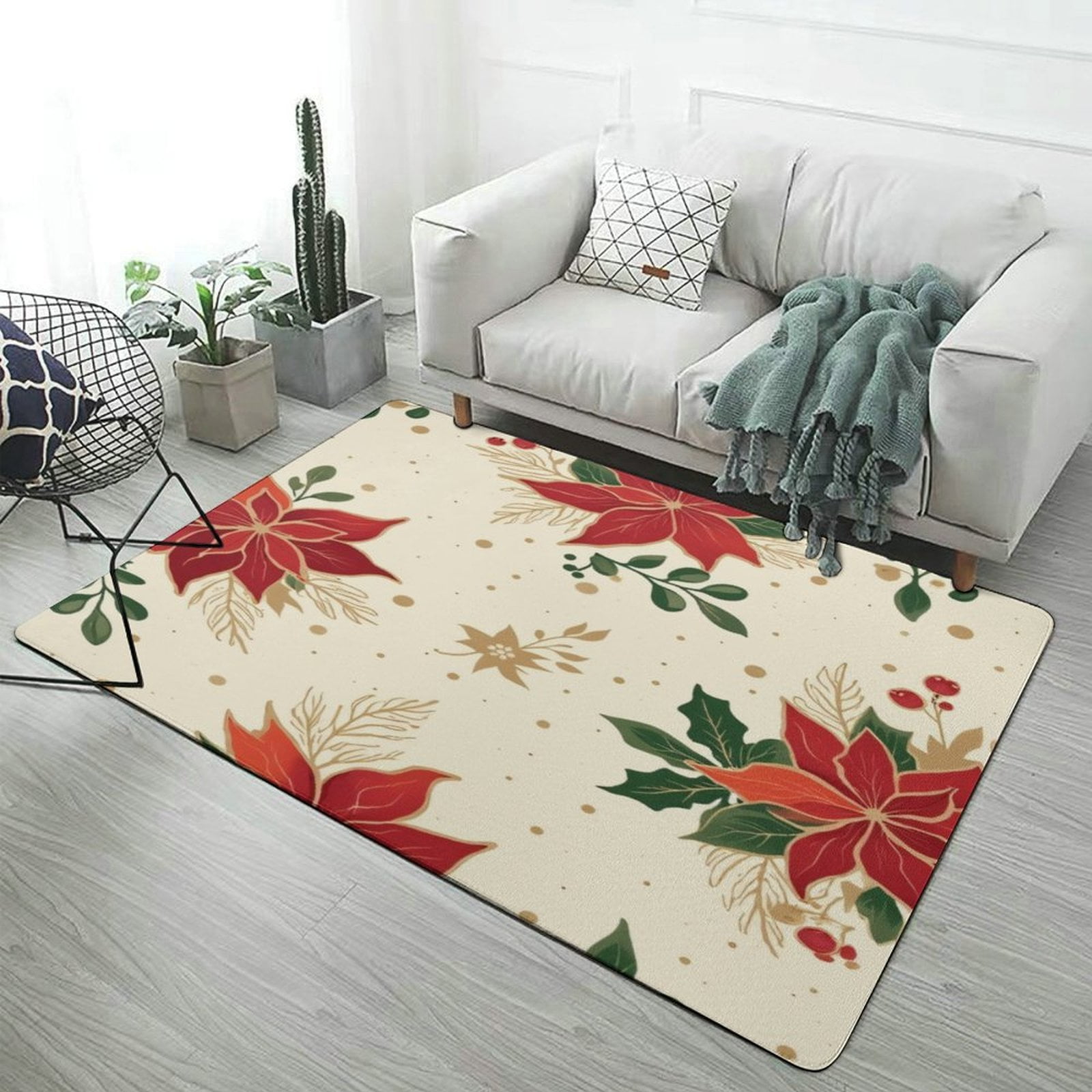 Christmas Floral Pattern Carpet for Home Decoration Rugs Soft Carpet ...