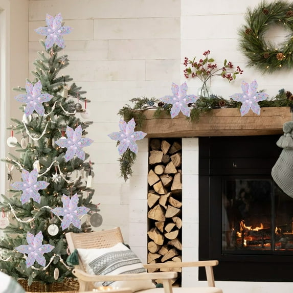 Christmas Flower Tree Ornament | Glitter Floral Decoration for ...