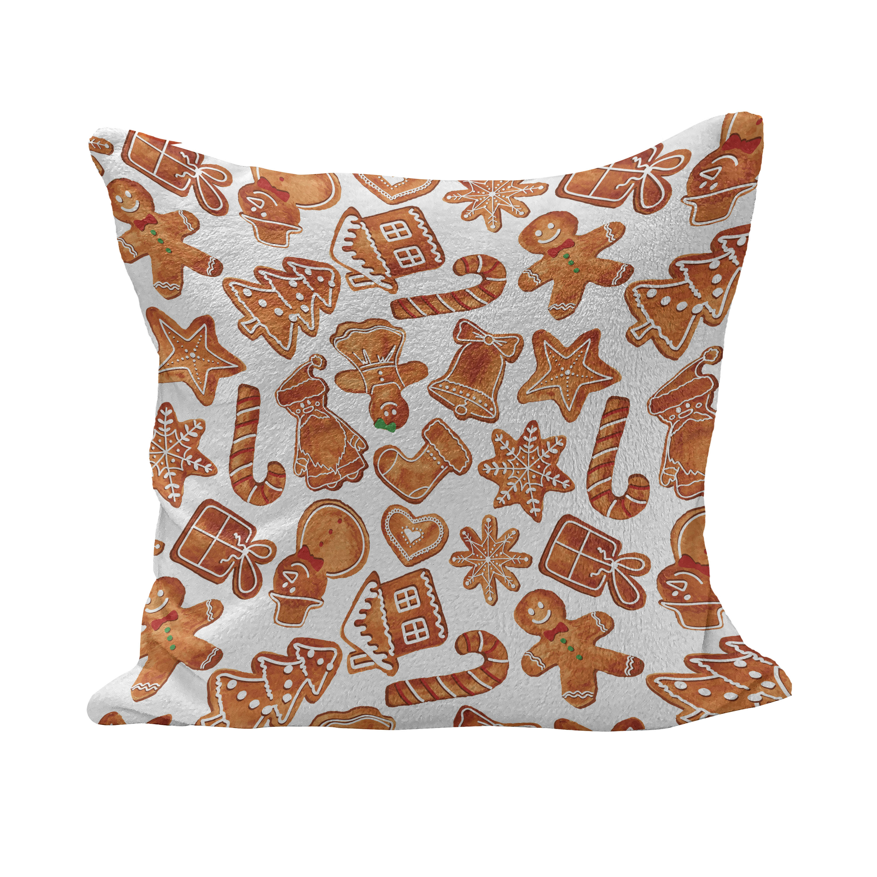 Christmas Fluffy Throw Pillow Cushion Cover, Gingerbread Man House ...