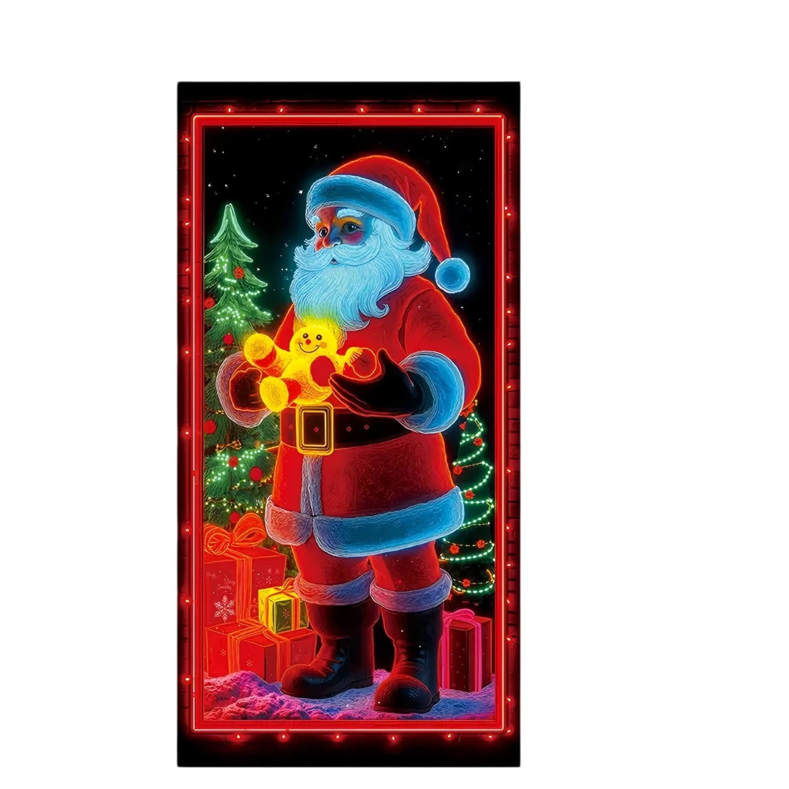 Christmas Fluorescent Door Curtain with Black Light Glow Effect for ...