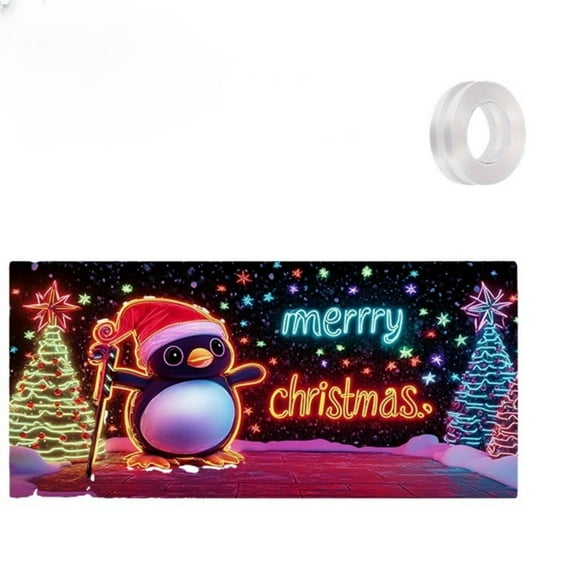 Christmas Fluorescent Garage Door Cover Vinyl Strip Curtain for Winter Insulation Background ...