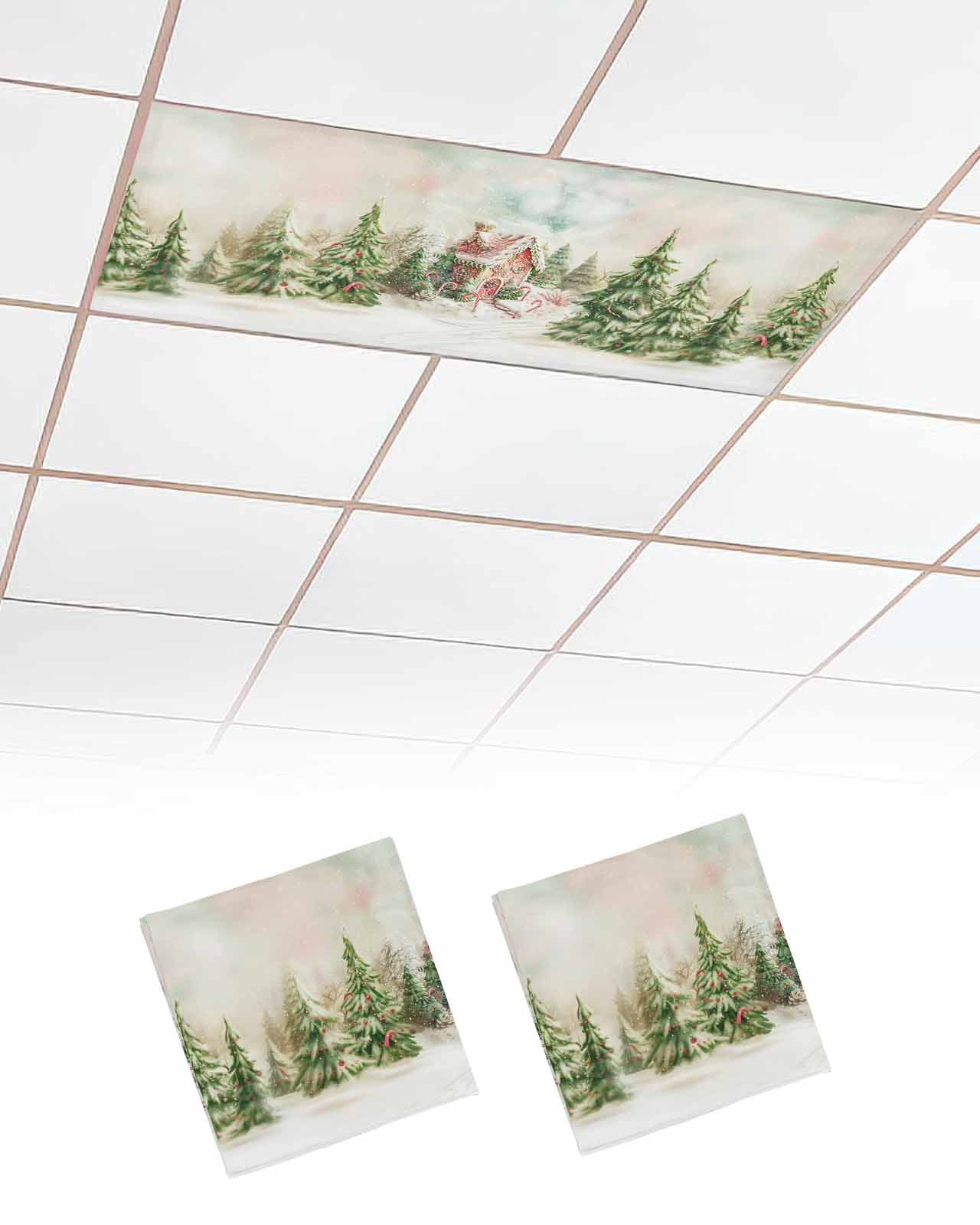 Christmas Fluorescent Light Covers for Ceiling Lights 4x2 feet,2 Pack ...