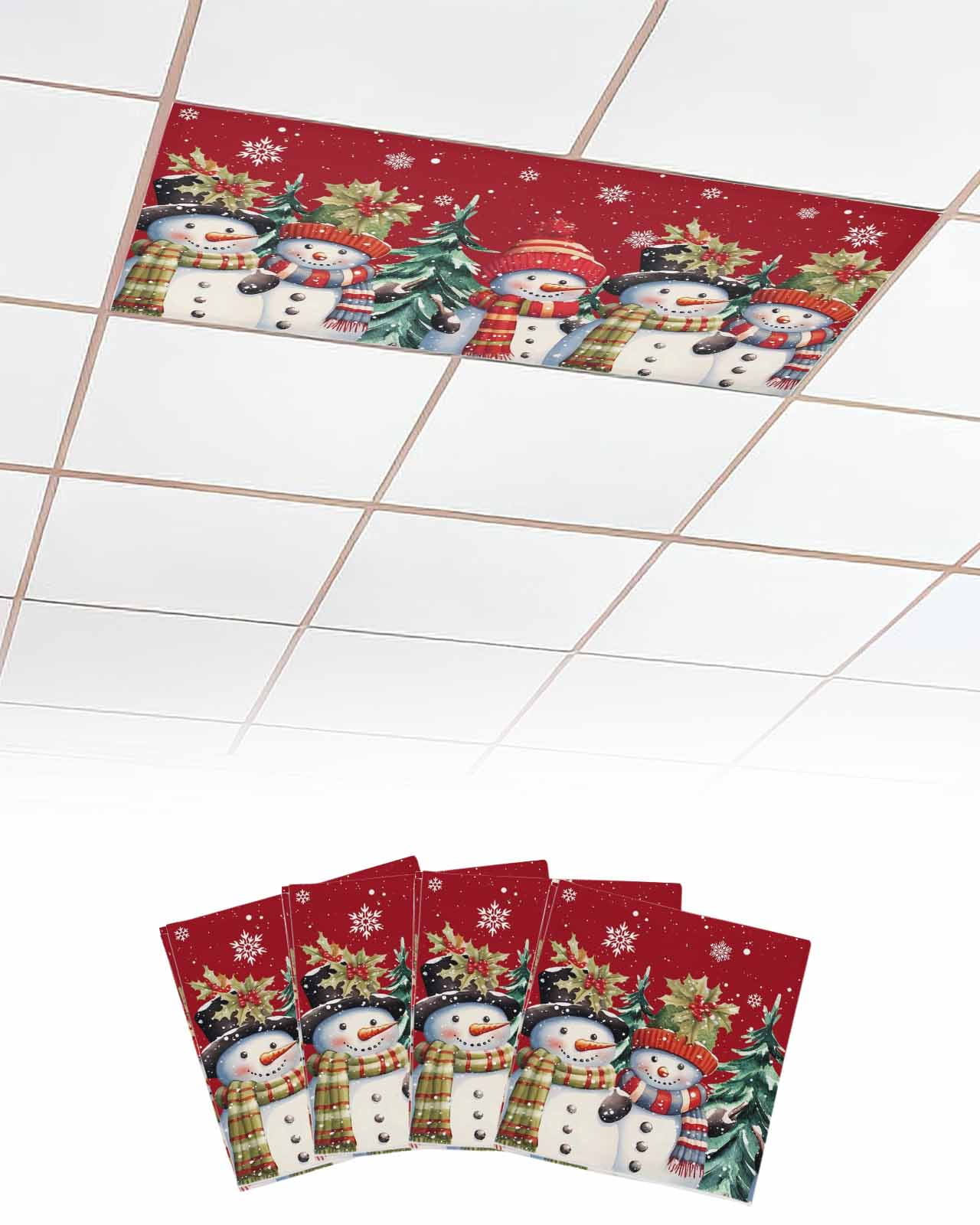 Christmas Fluorescent Light Covers for Ceiling Lights 4x2 feet,4 Pack ...