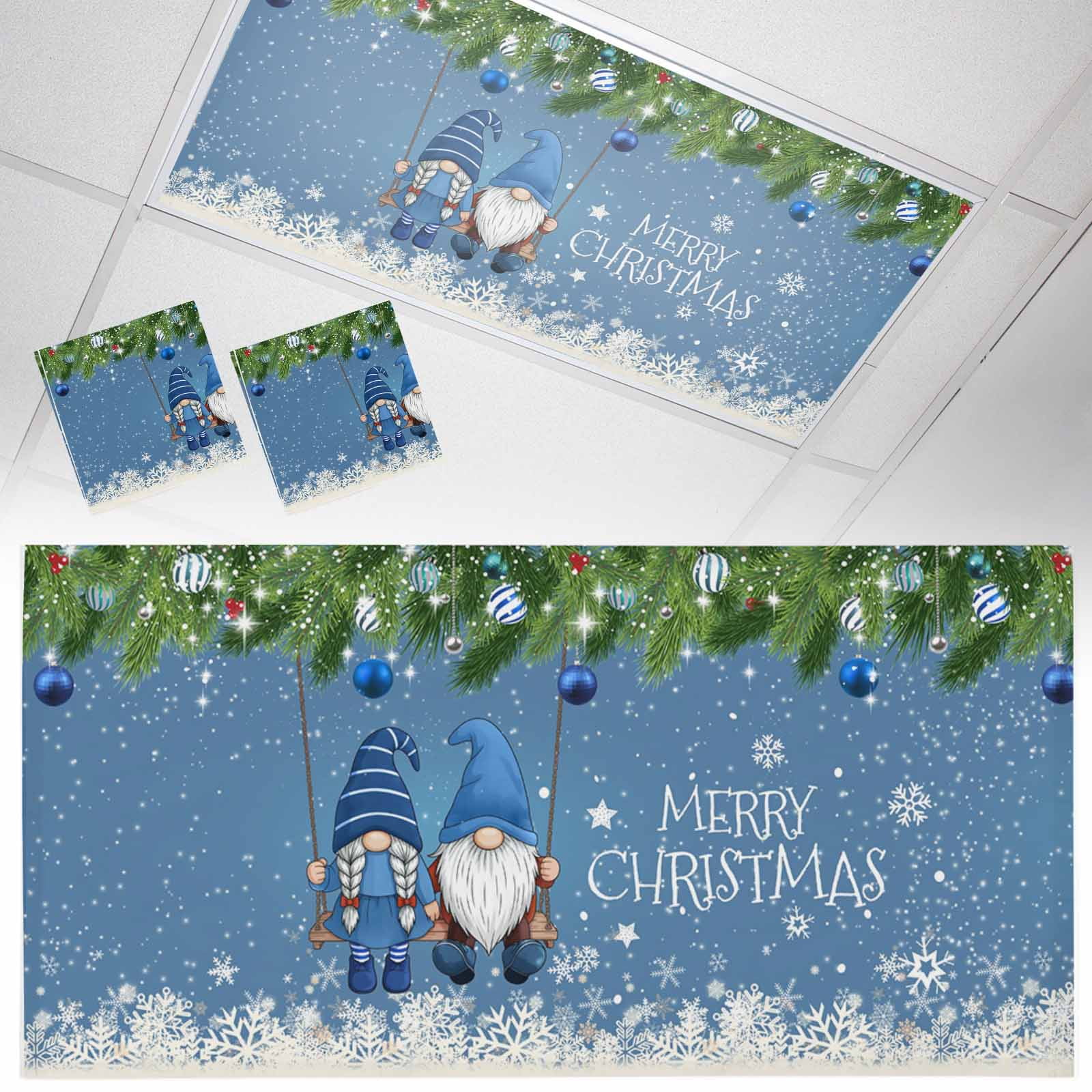 Christmas Fluorescent Light Covers for Ceiling Lights Blue Gnomes Light ...