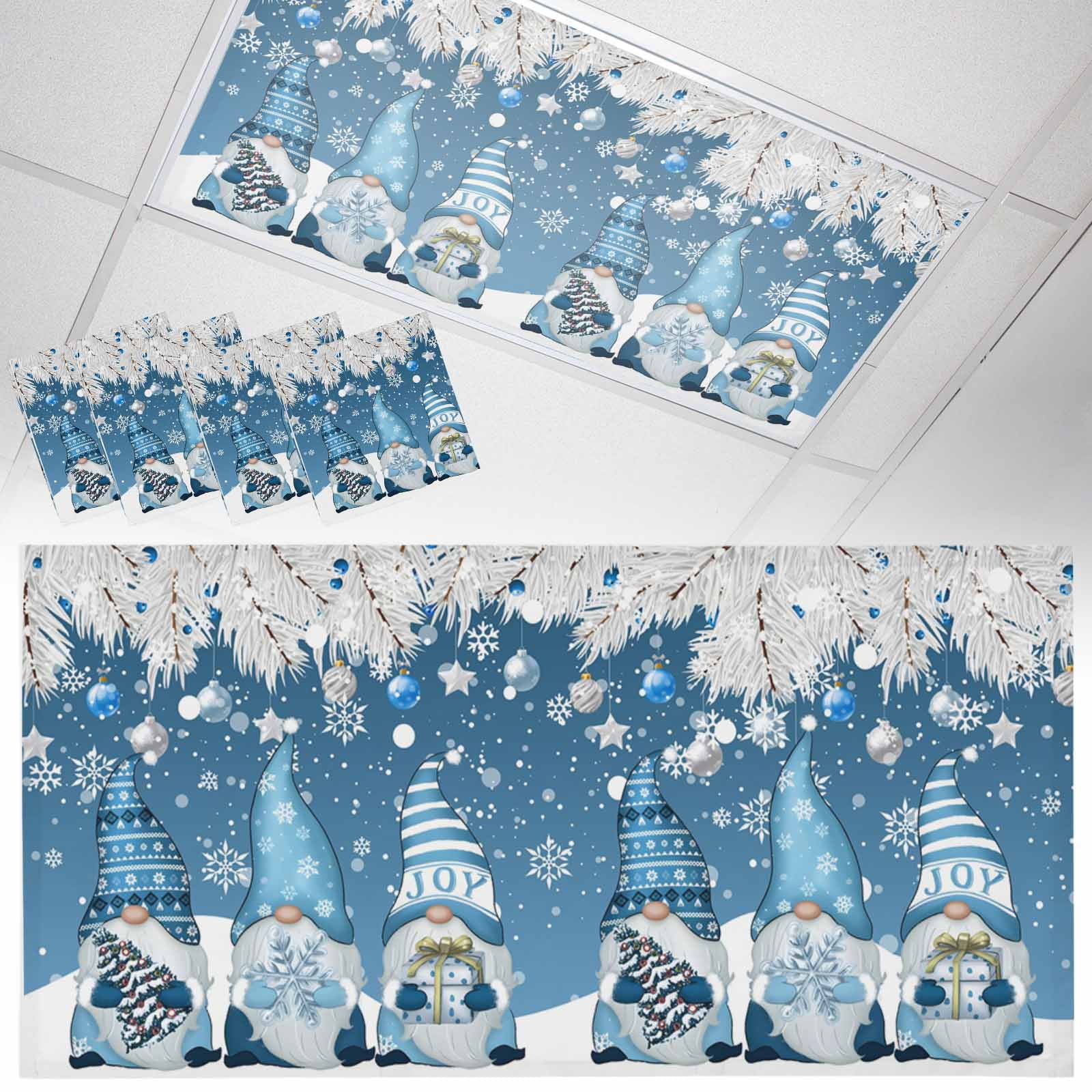 Christmas Fluorescent Light Covers for Ceiling Lights Blue Gnomes Light ...